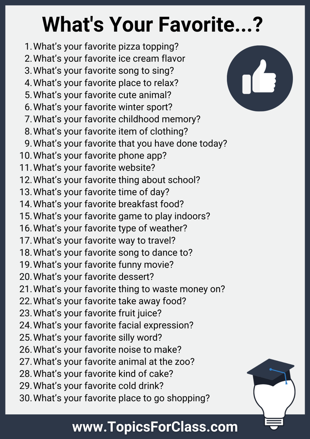 30 Fun What's Your Favorite Questions To Ask Students - TopicsForClass