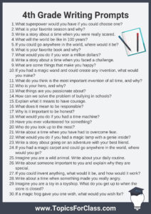 30 Fun And Creative 4th Grade Writing Prompts - TopicsForClass