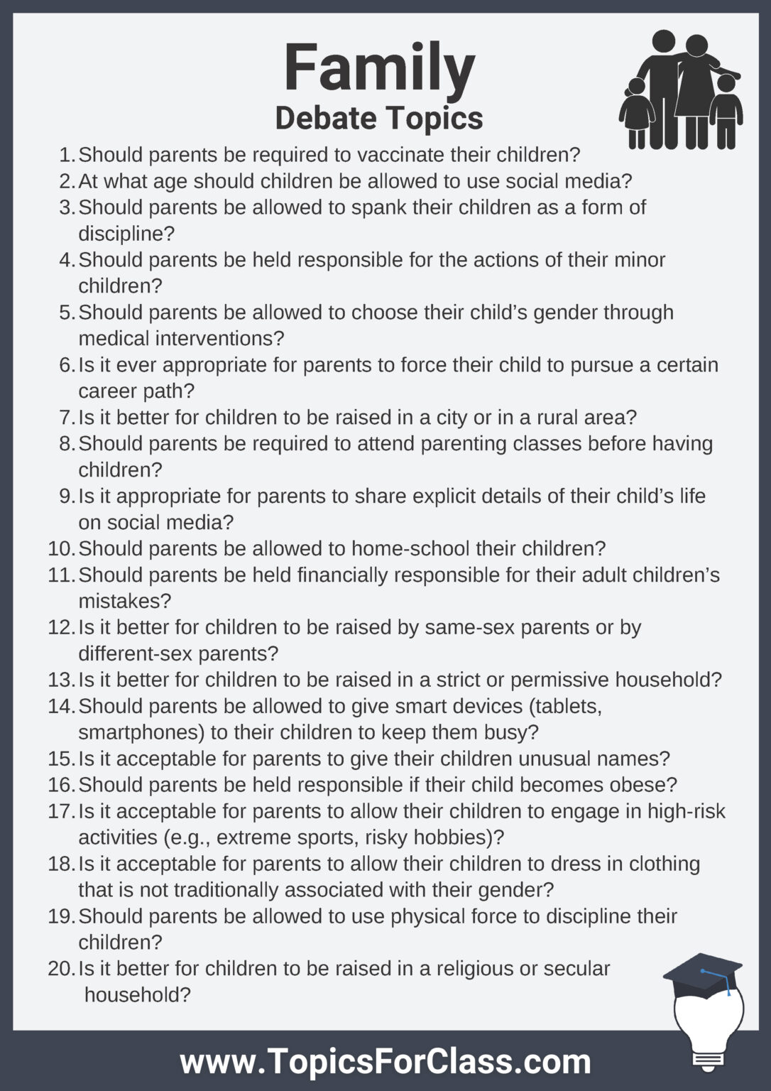 20 Debate Topics About Family And Parenting - TopicsForClass