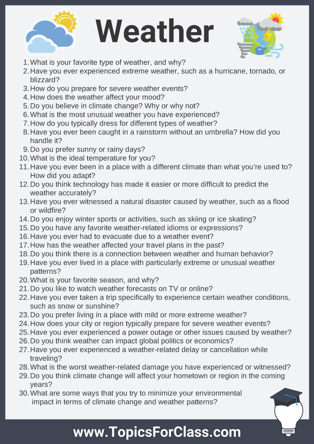 Conversation Questions About Weather - TopicsForClass