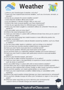 Conversation Questions About Weather - TopicsForClass
