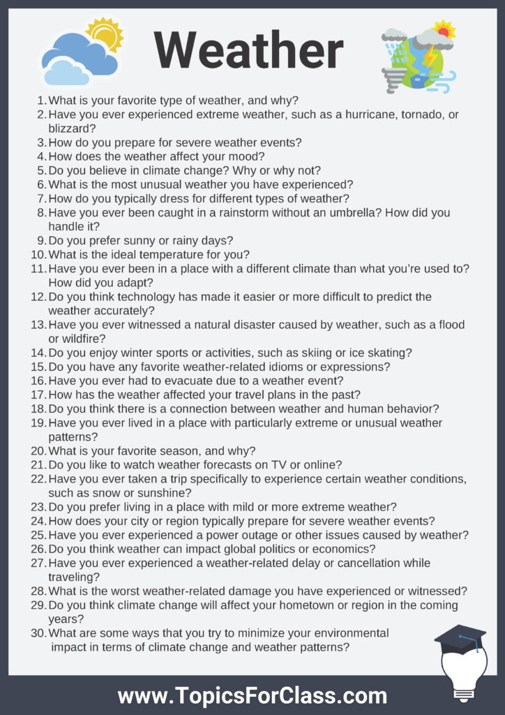 Conversation Questions About Weather - TopicsForClass