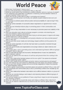 Conversation Questions About World Peace - TopicsForClass